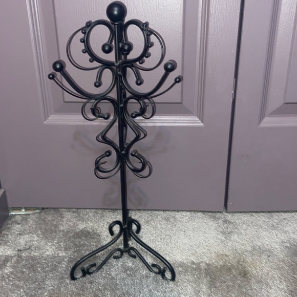 Accents | Black Wrought Iron Jewelry Holder For Chain Necklace Rings ...